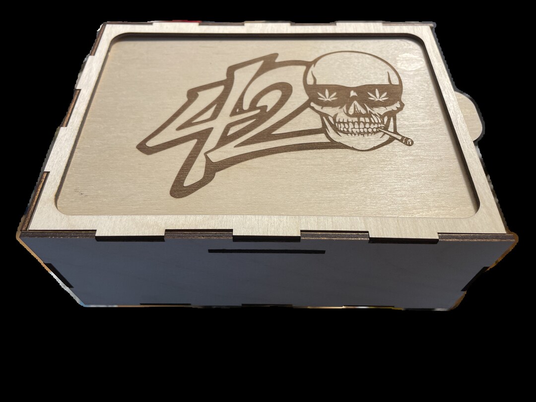 Stash Box W/ Built-in Rolling Tray-top 420 Skull Logo ...