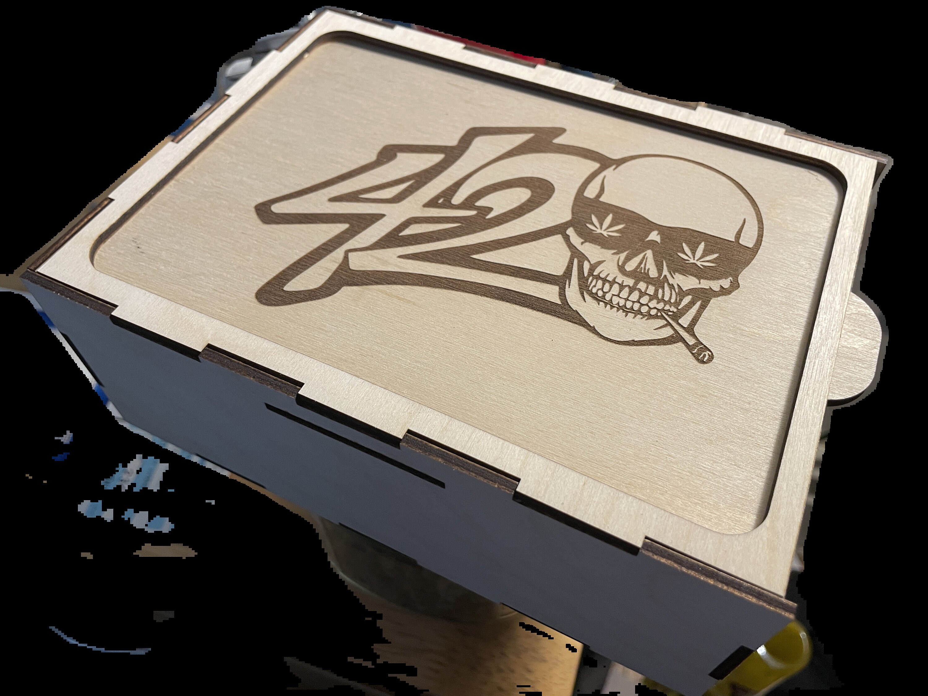 Stash Box W/ Built-in Rolling Tray-top 420 Skull Logo ...