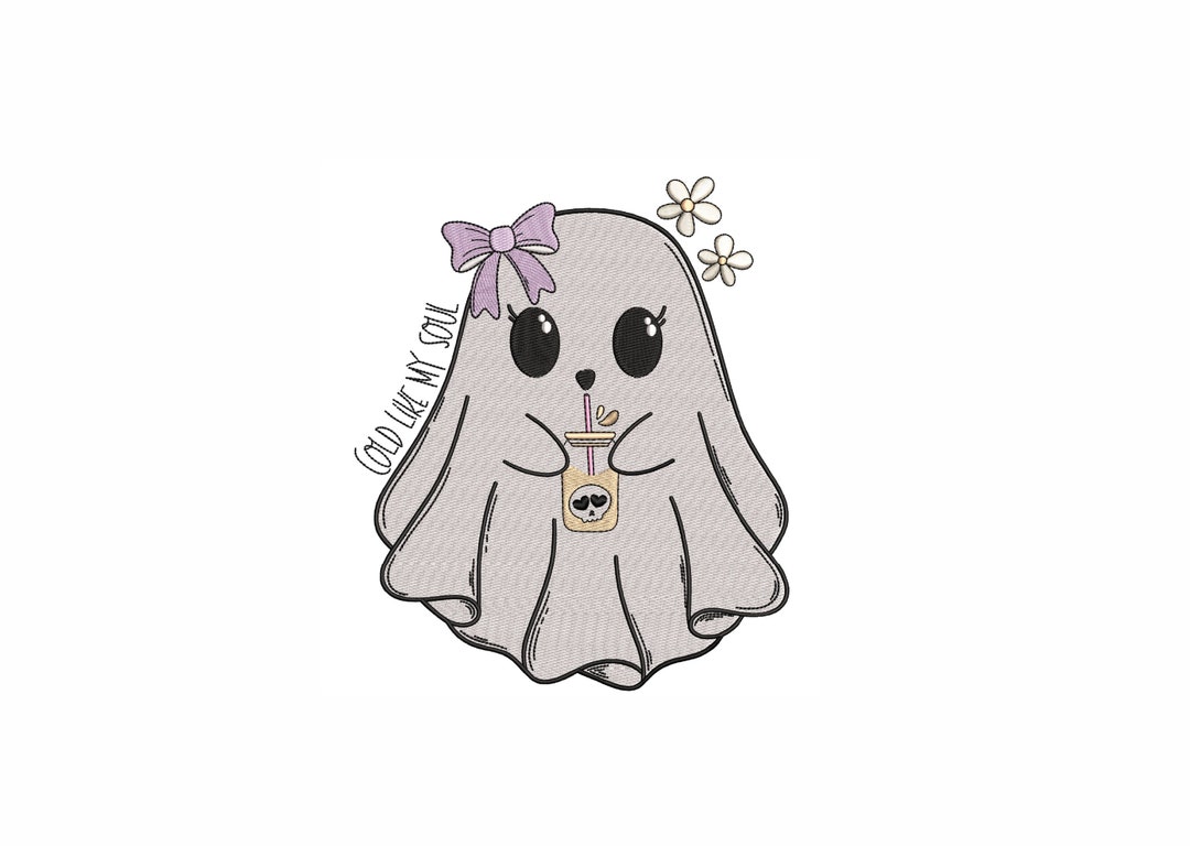 Ghost Drinking Coffee Machine Embroidery Design. 5 Sizes. Cold Like My ...