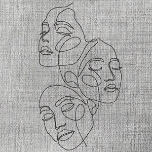 Faces Embroidery Design. 5 Sizes. One Line Embroidery File. Digital ...