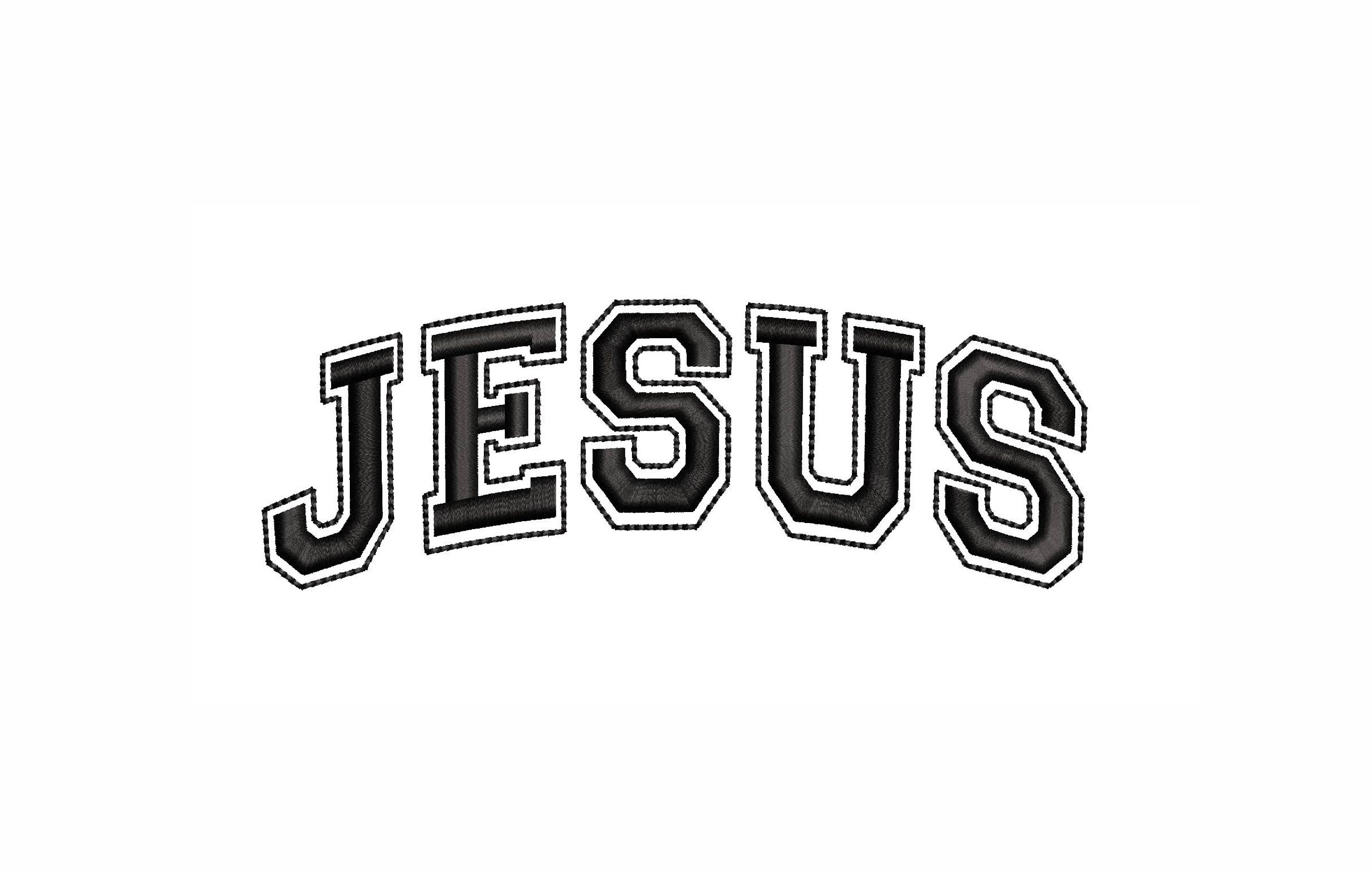 Jesus Machine Embroidery Design. 4 Sizes. Varsity College Font - Etsy