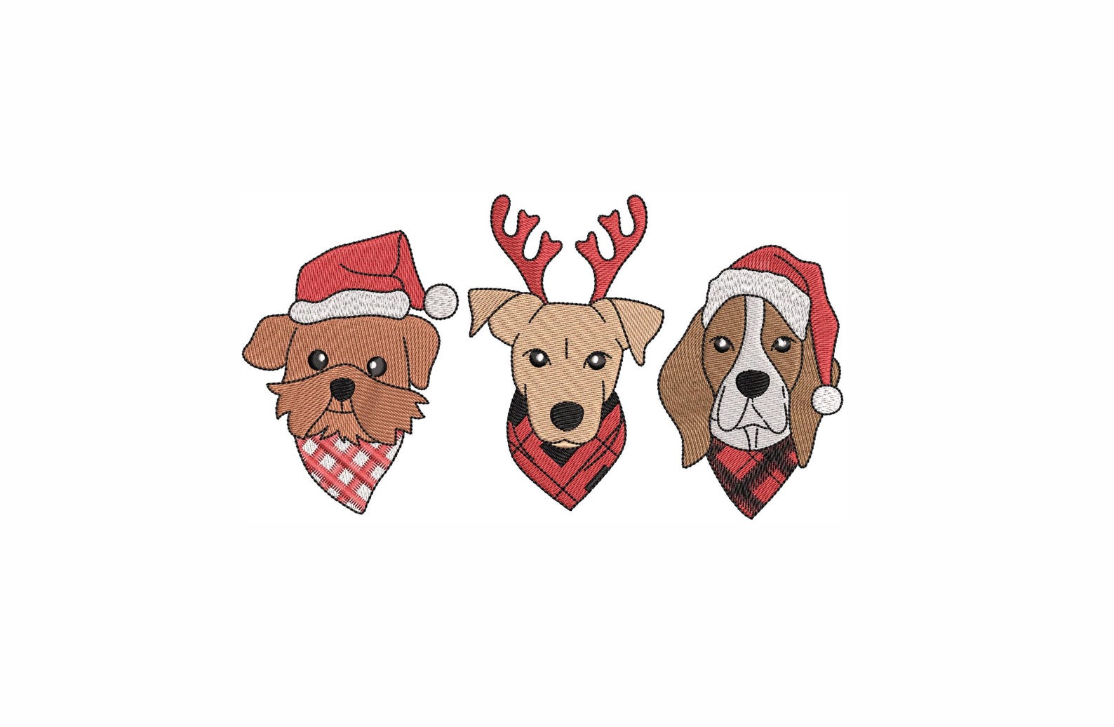 Christmas Dogs Machine Embroidery Design. 6 Sizes. Dog Lover Embroidery ...