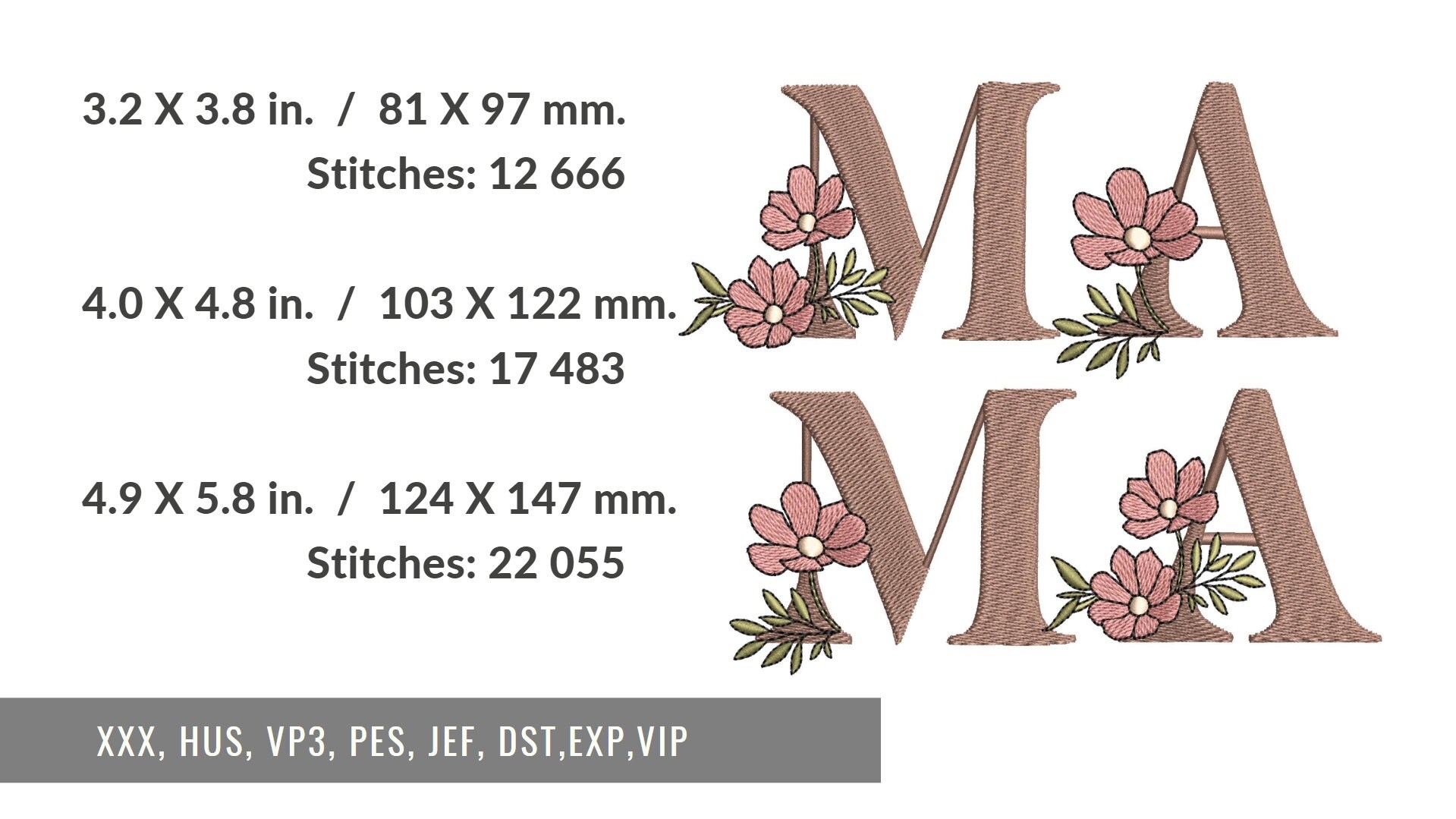 Mama Machine Embroidery Design. 3 Sizes. Mother's Day Embroidery Design ...