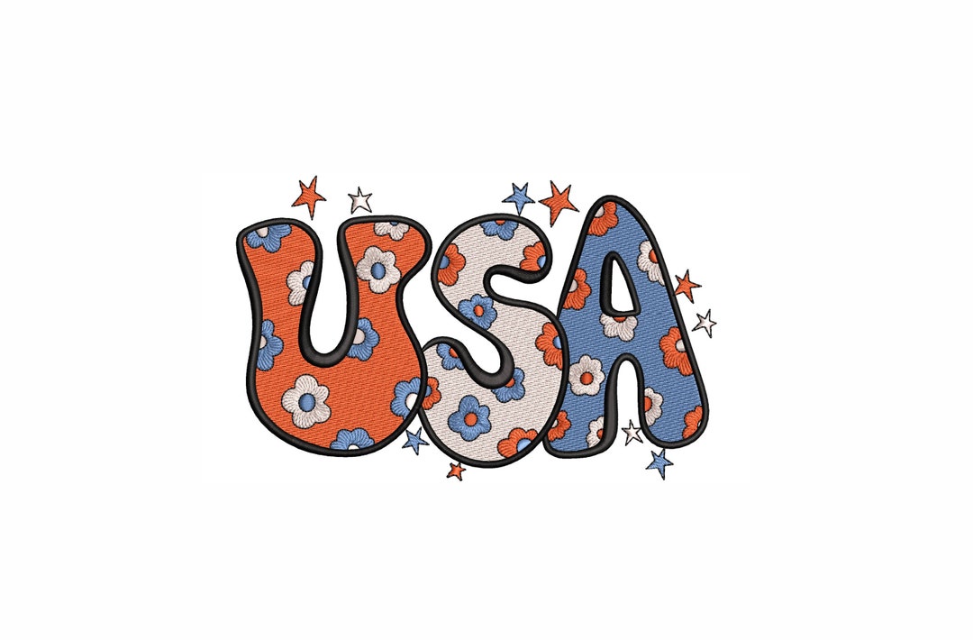 USA Machine Embroidery Design. 5 Sizes. 4th of July Embroidery Design ...