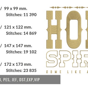 Holy Spirit Come Like A Flood Machine Embroidery Design. 4 Sizes ...