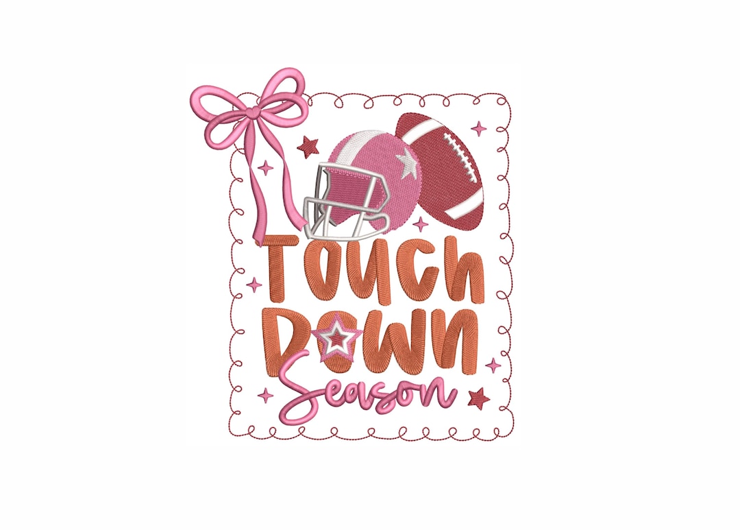 Touchdown Season Embroidery Design 6 Sizes. Cute Football With Bow ...