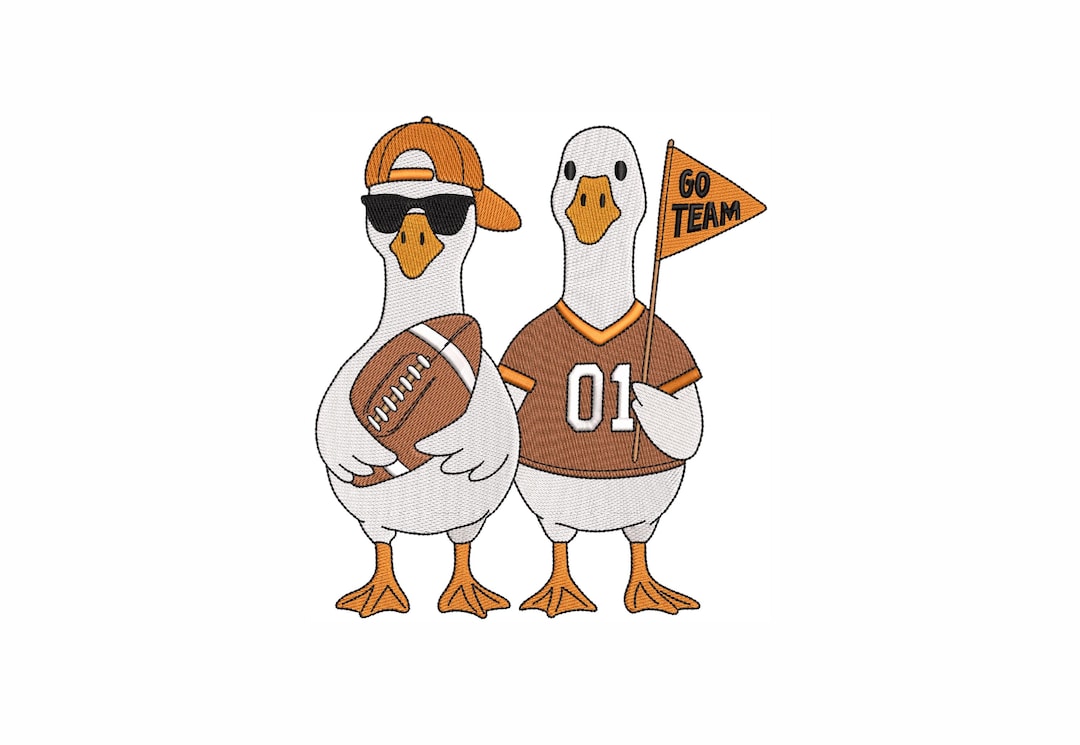 Football Geese Embroidery Design 4 Sizes. Funny Goose With Ball & Team ...