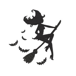 Witch Machine Embroidery Design. 5 Sizes. Halloween Embroidery Design ...