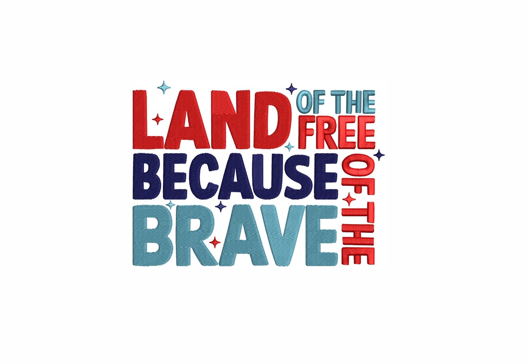 Land of the Free Machine Embroidery Design. 6 Sizes. USA Embroidery ...