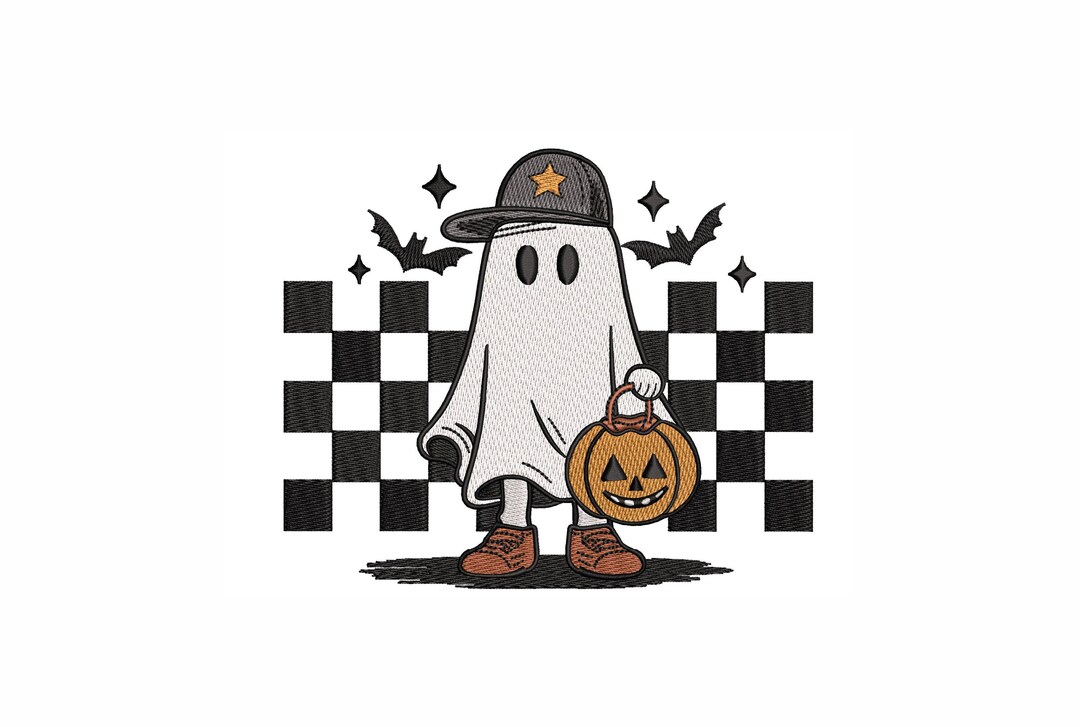 Ghost in a Cap 2 Machine Embroidery Design. 3 Sizes. Halloween Ghost ...