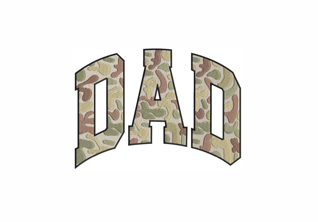 Retro Camo Dad Machine Embroidery Design 4 Sizes. Camouflage Fathers ...