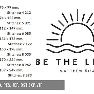 Be the Light Machine Embroidery Design. 7 Sizes. Religious Embroidery ...