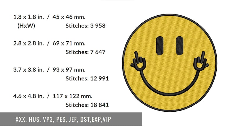 Smile Machine Embroidery Design. 4 Sizes. Digital Download. - Etsy