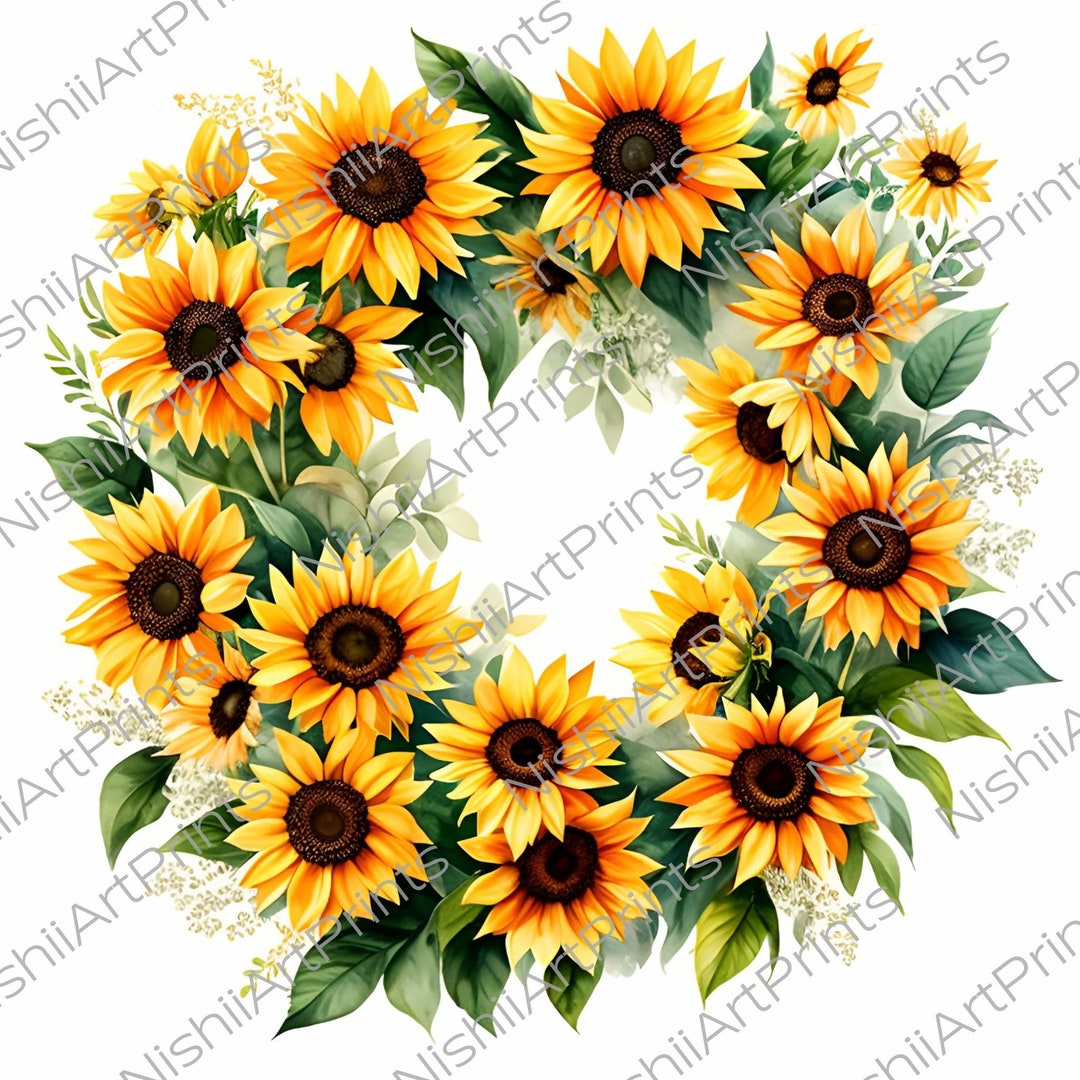 Pack of 30 Sunflower Images / Clipart - 350 DPI - Digital Art Print ...