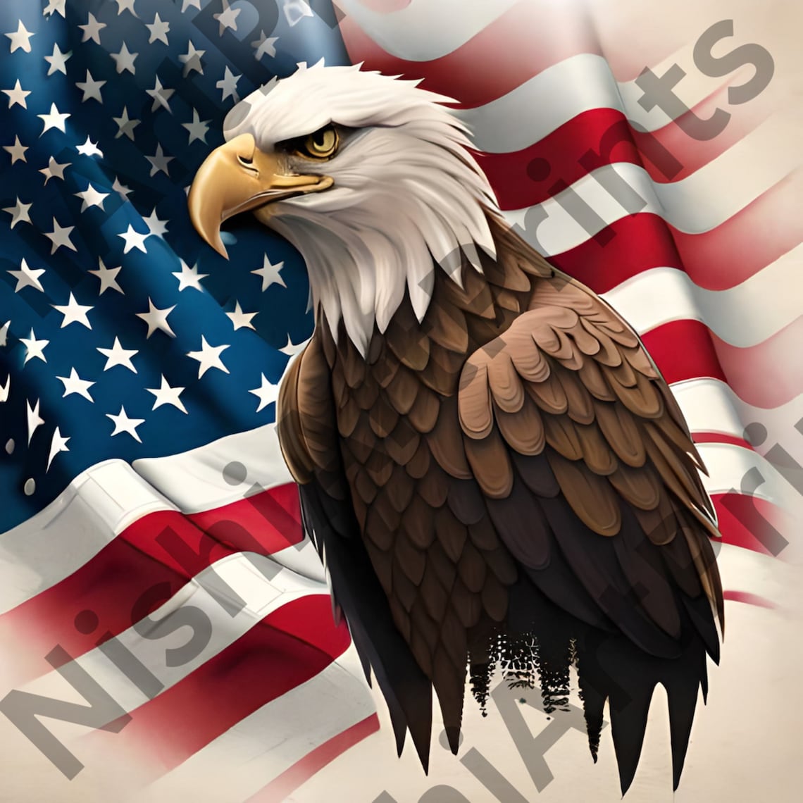 Bald Eagle American Flag Clipart Watercolor 10 - Etsy