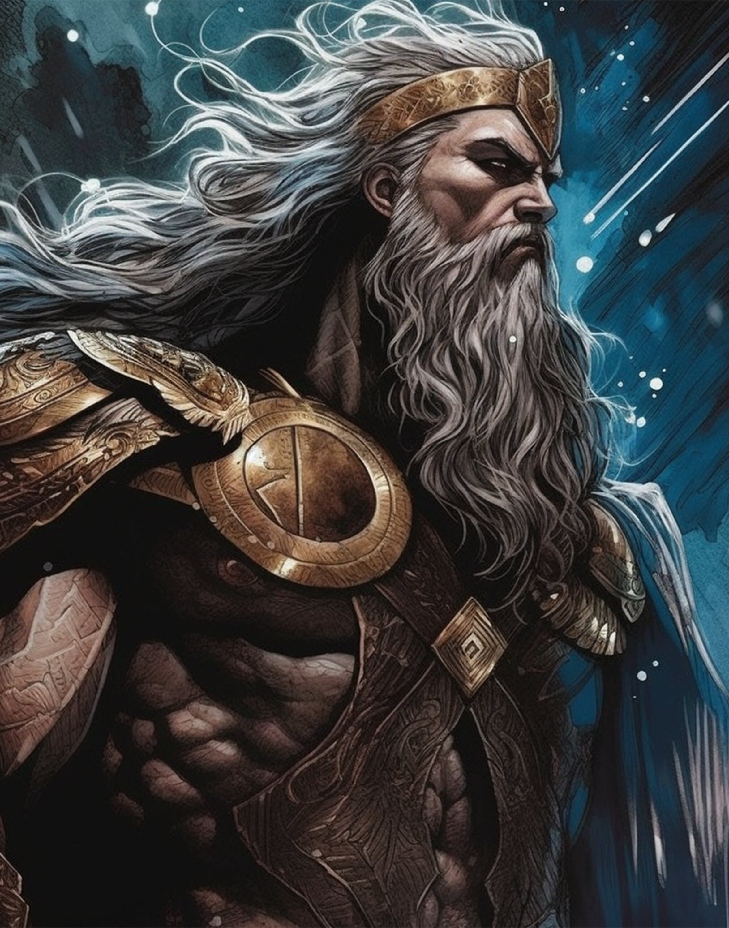 Poseidon Print/poseidon Portrait/greek God Print/greek Mythology Art ...