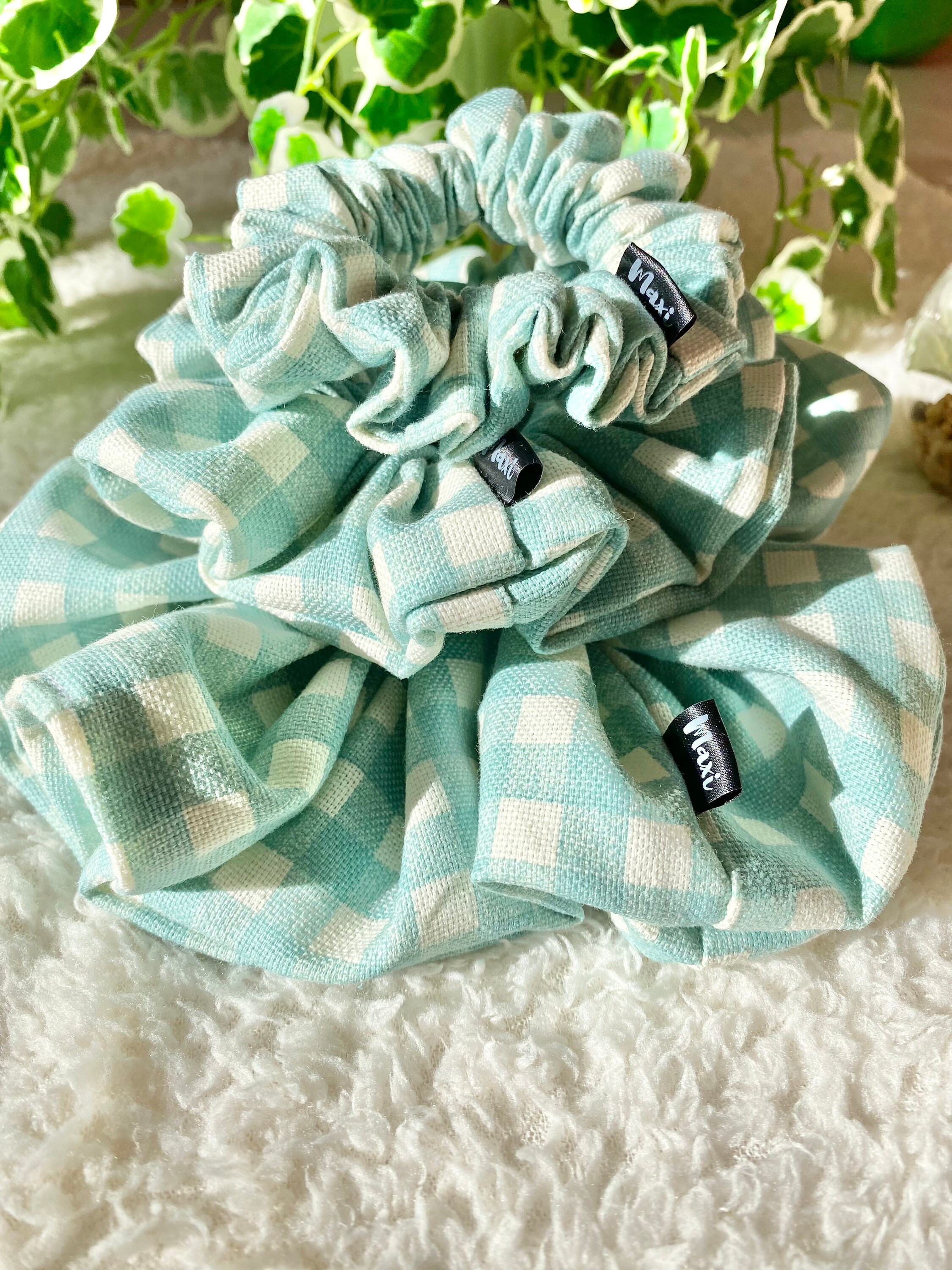 Checkered Giant Scrunchie Green Pastel Oversized Perfect Gift Women ...