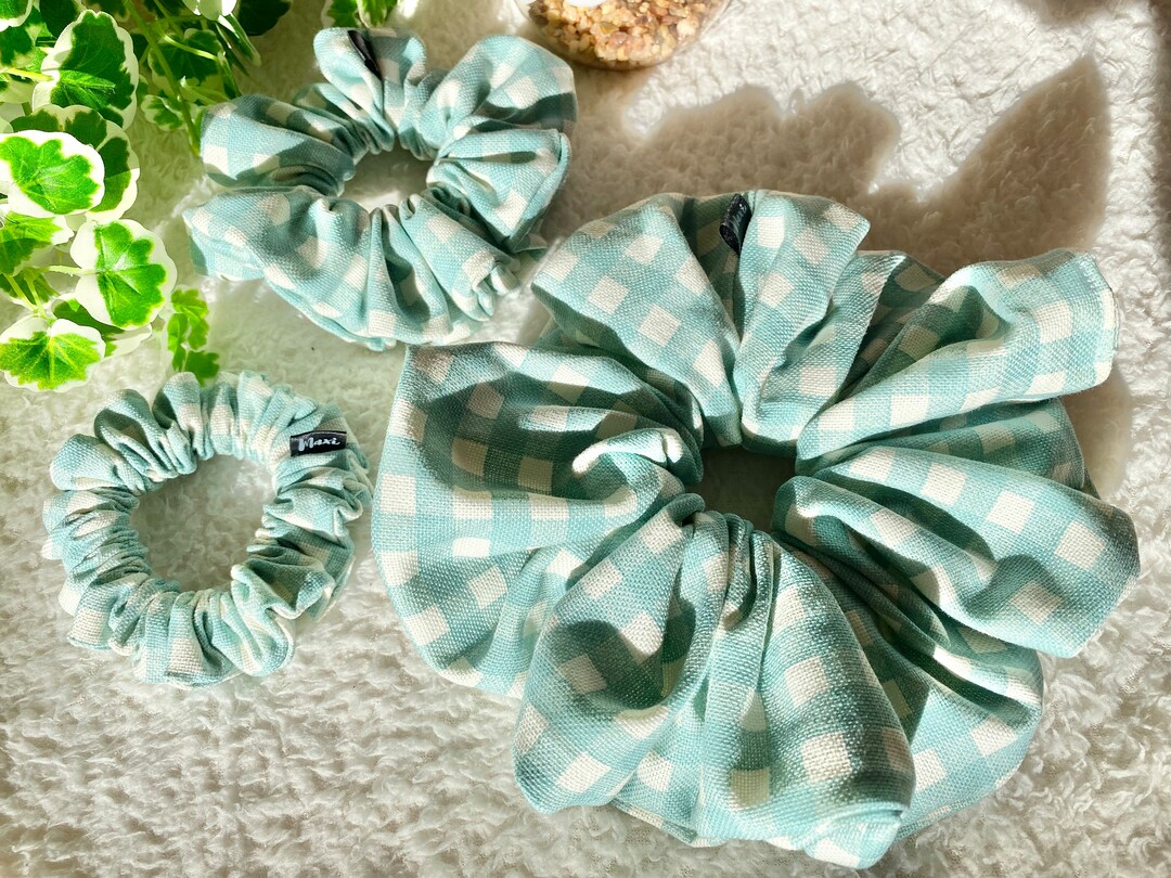 Checkered Giant Scrunchie Green Pastel Oversized Perfect Gift Women ...