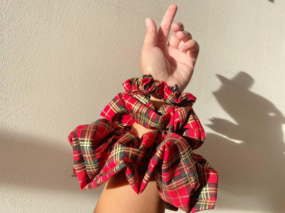 Red Checkered Giant Scrunchie Tartan Christmas Big Hair Scrunchies ...