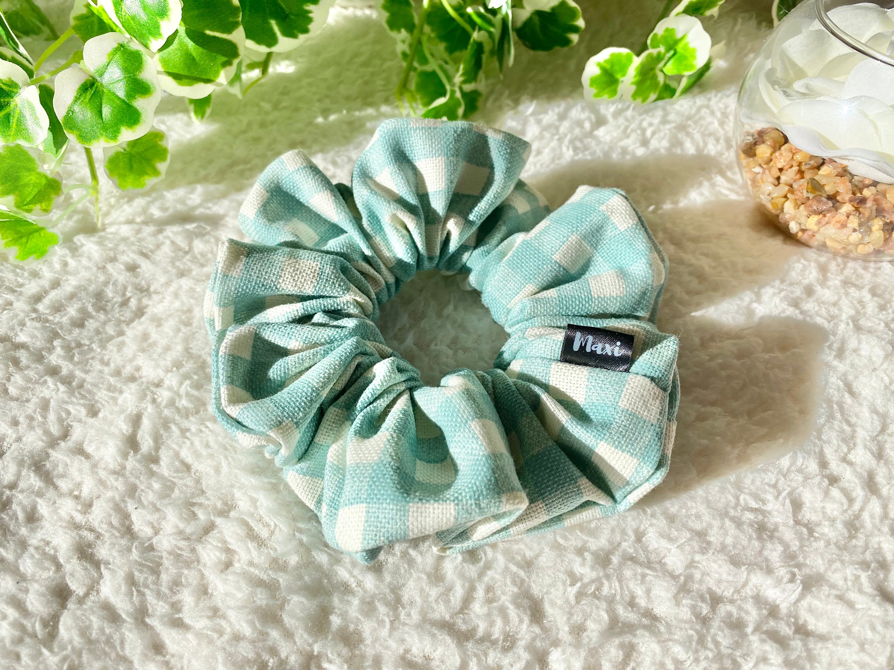 Checkered Giant Scrunchie Green Pastel Oversized Perfect Gift Women ...