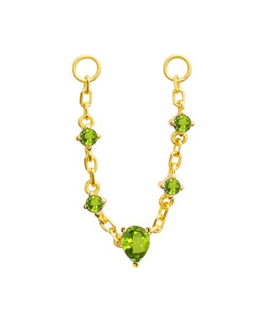14K Solid Gold Dangle Green Peridot Chain Attachment Gemstone Helix ...