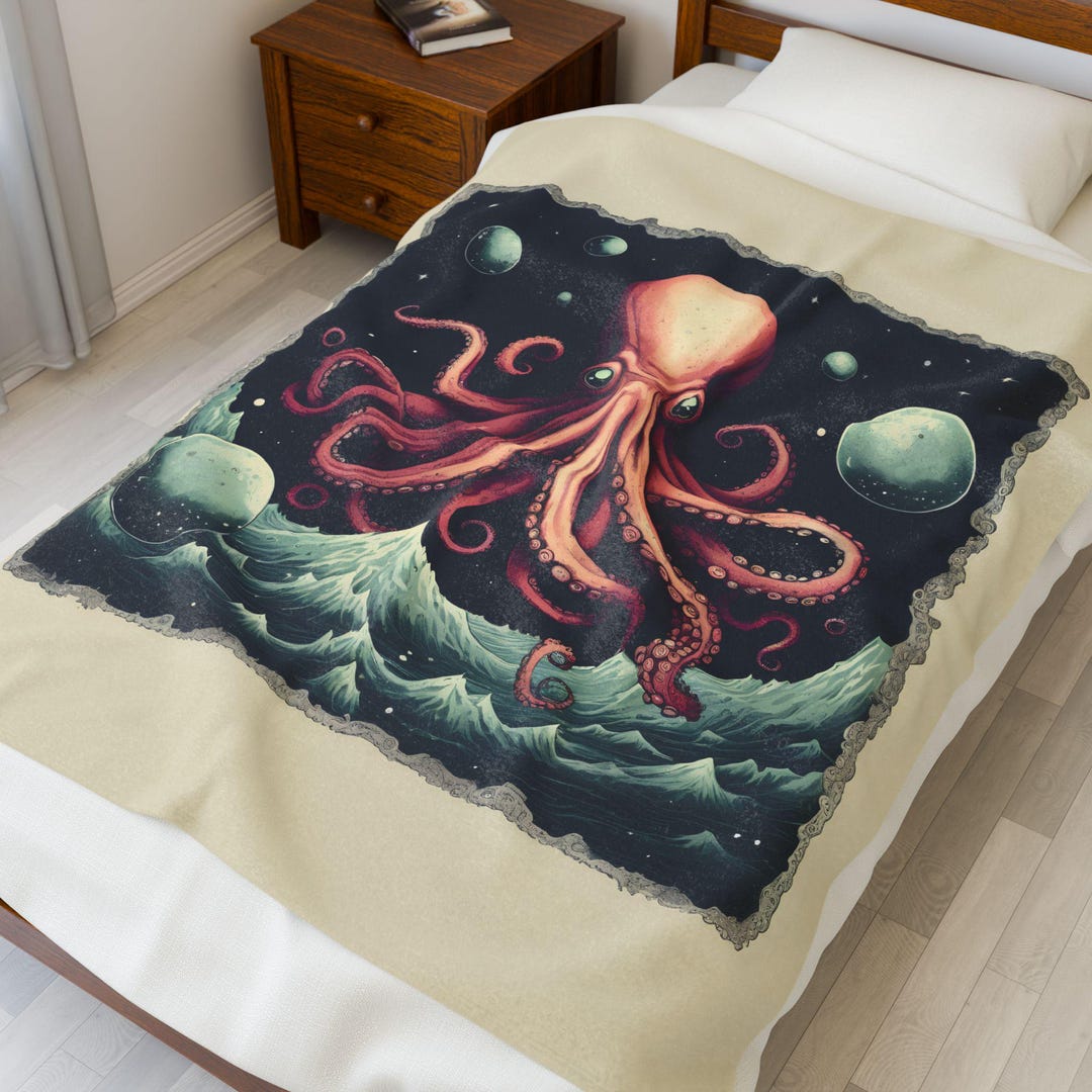 Plush Blanket, Octopus God Inspired by H P Lovecraft's Cthulhu, Throw ...