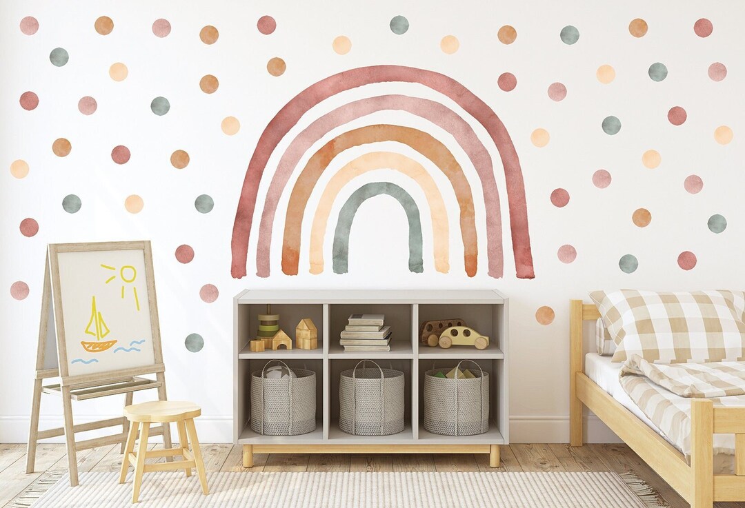 BOHO Rainbow Wall Decal With Polka Dot/ Rainbow Nursery Decor/ Boho ...