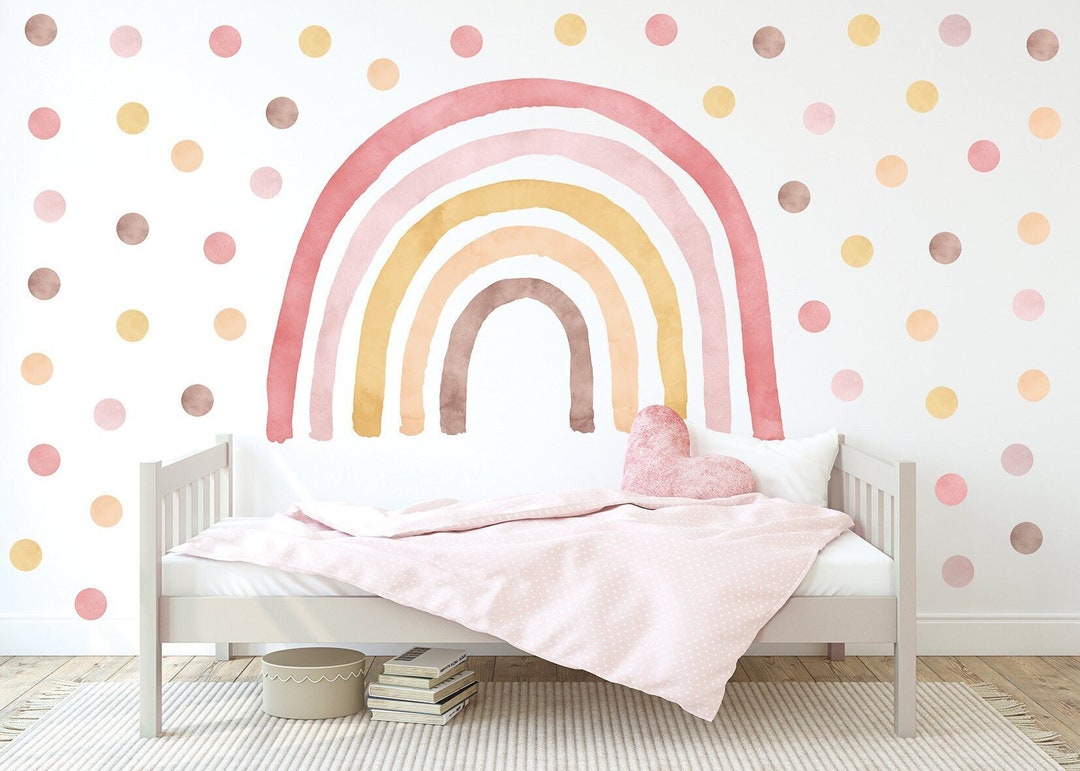 Rainbow Wall Decal With Polka Dot/ Boho Rainbow Wall Sticker ...