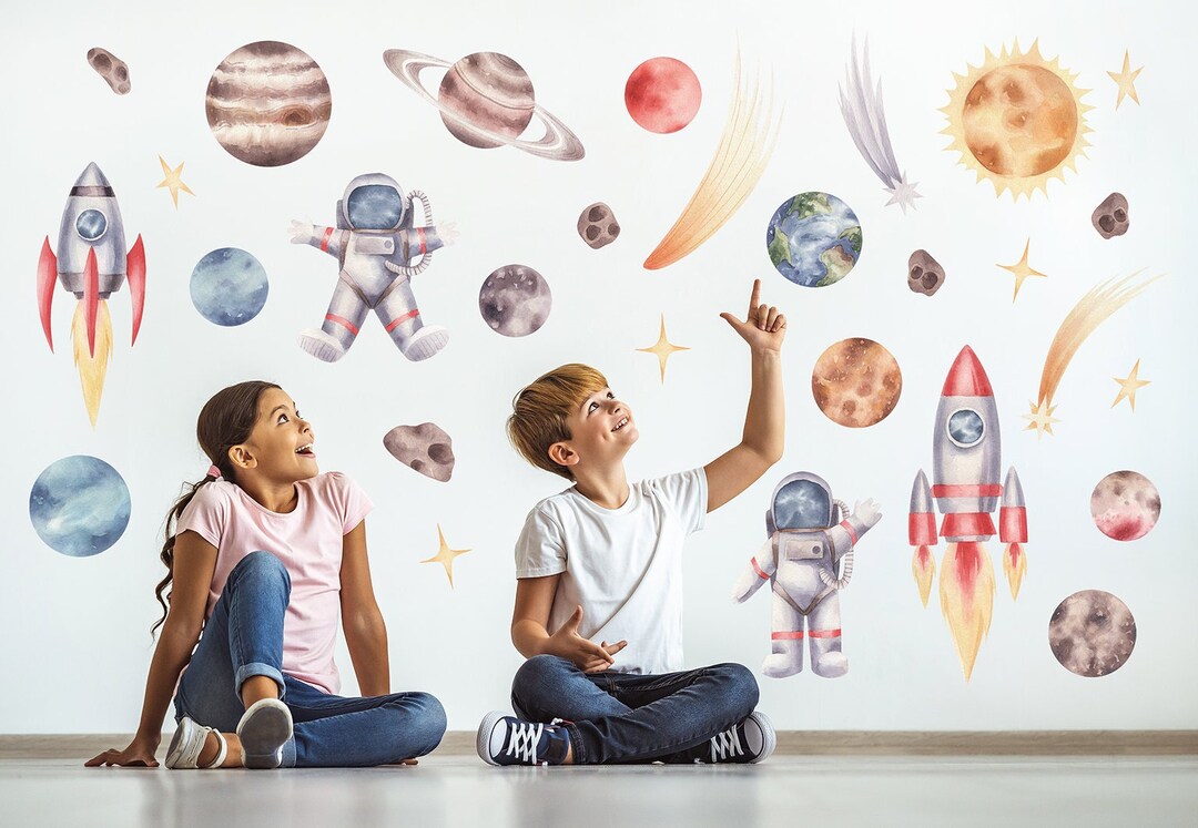 Space Wall Decal / Solar System Wall Decal/planets Watercolor Decals ...