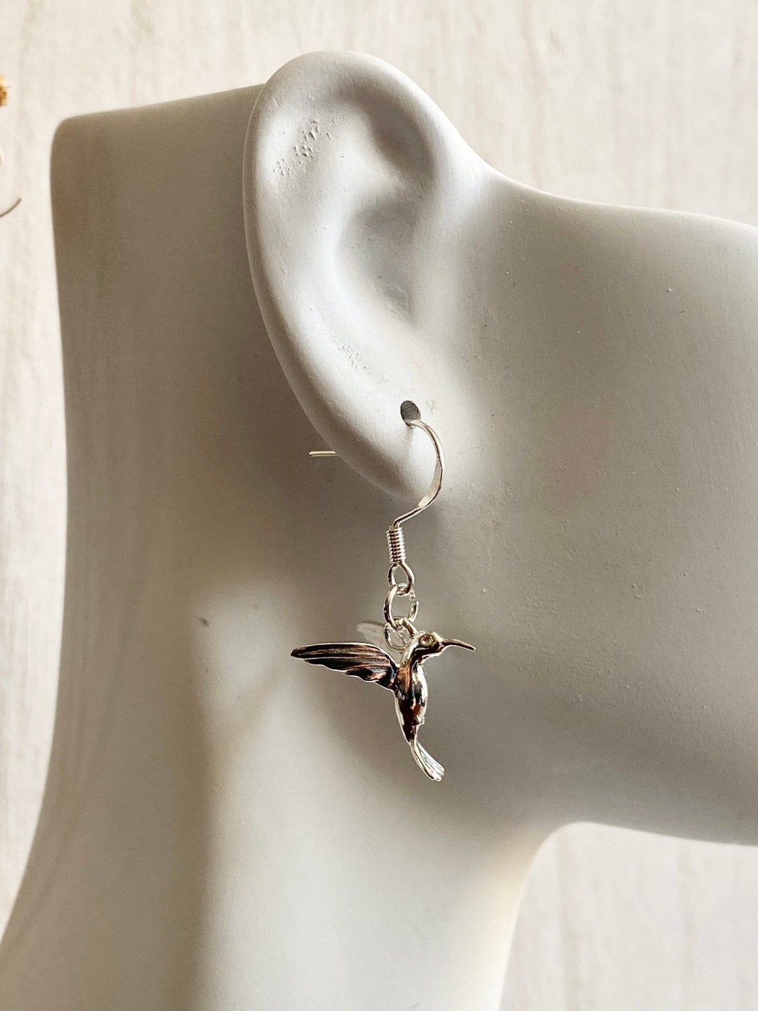 Sterling Silver Hummingbird Earrings, Bird Earrings, Dangle Earrings ...