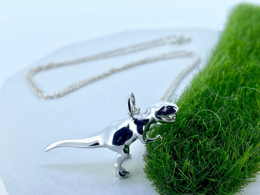 Sterling Silver Tyrannosaurus Rex Necklace: Dinosaur Pendant ...