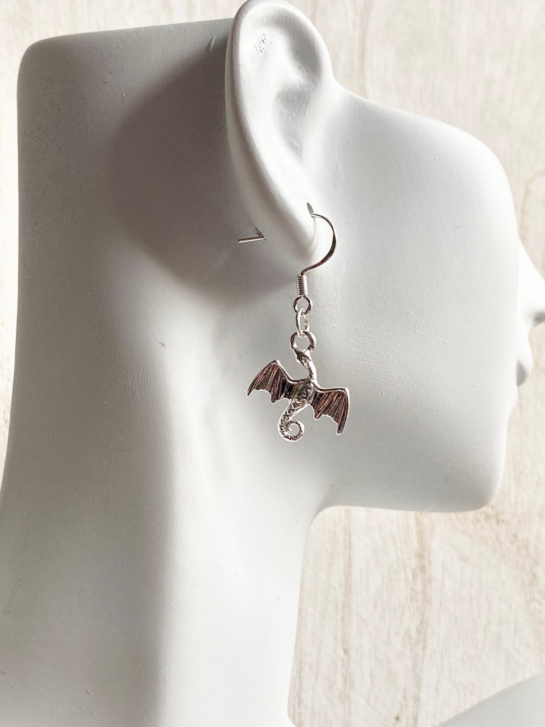 Sterling Silver Dragon Earrings, Fantasy Earrings, Mythical Jewellery ...