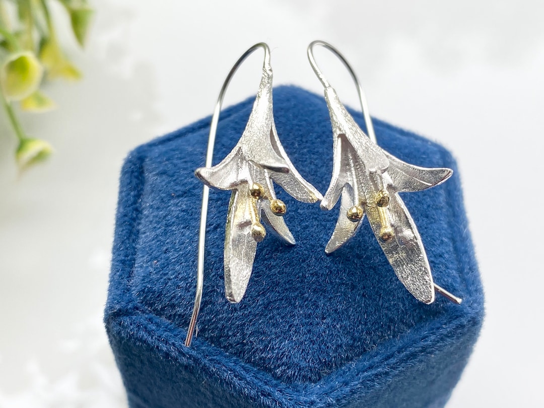 Sterling Silver Fuchsia Earrings, Gift for Her, Dangle Earrings, Nature ...
