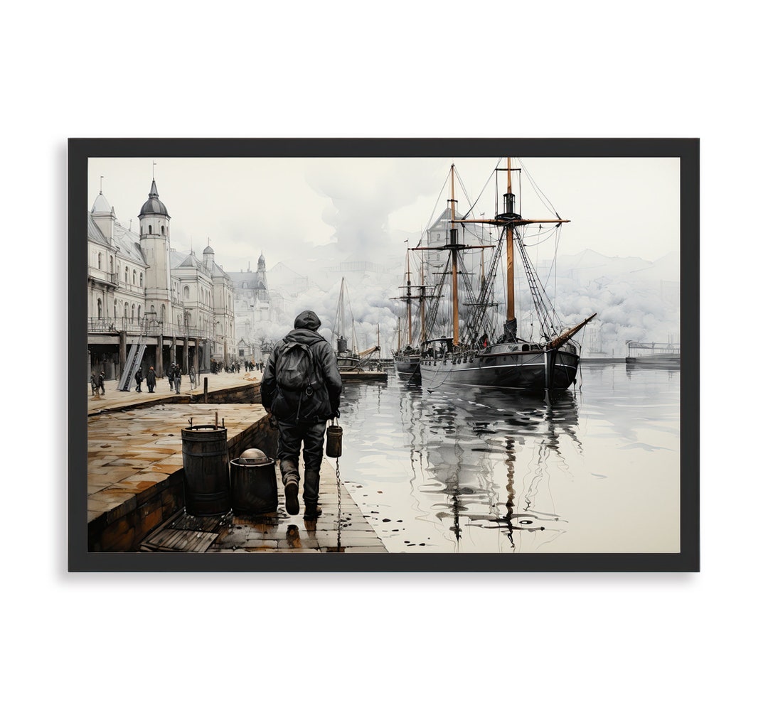 Maritime Echoes, Minimalist Drawing, Minimal Art, Nautical Art, Wall ...