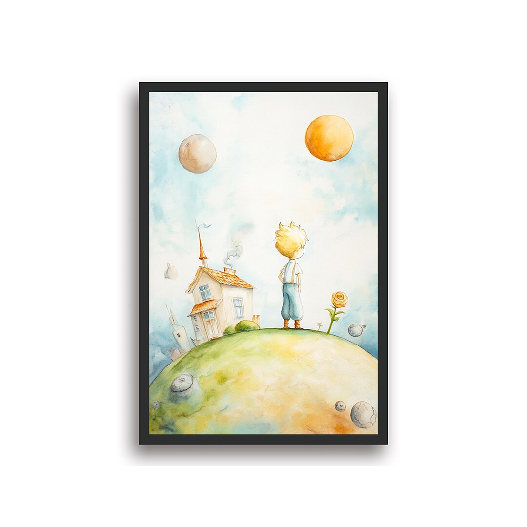 The Little Prince on His Planet - Colorful Illustration on Photo Paper ...