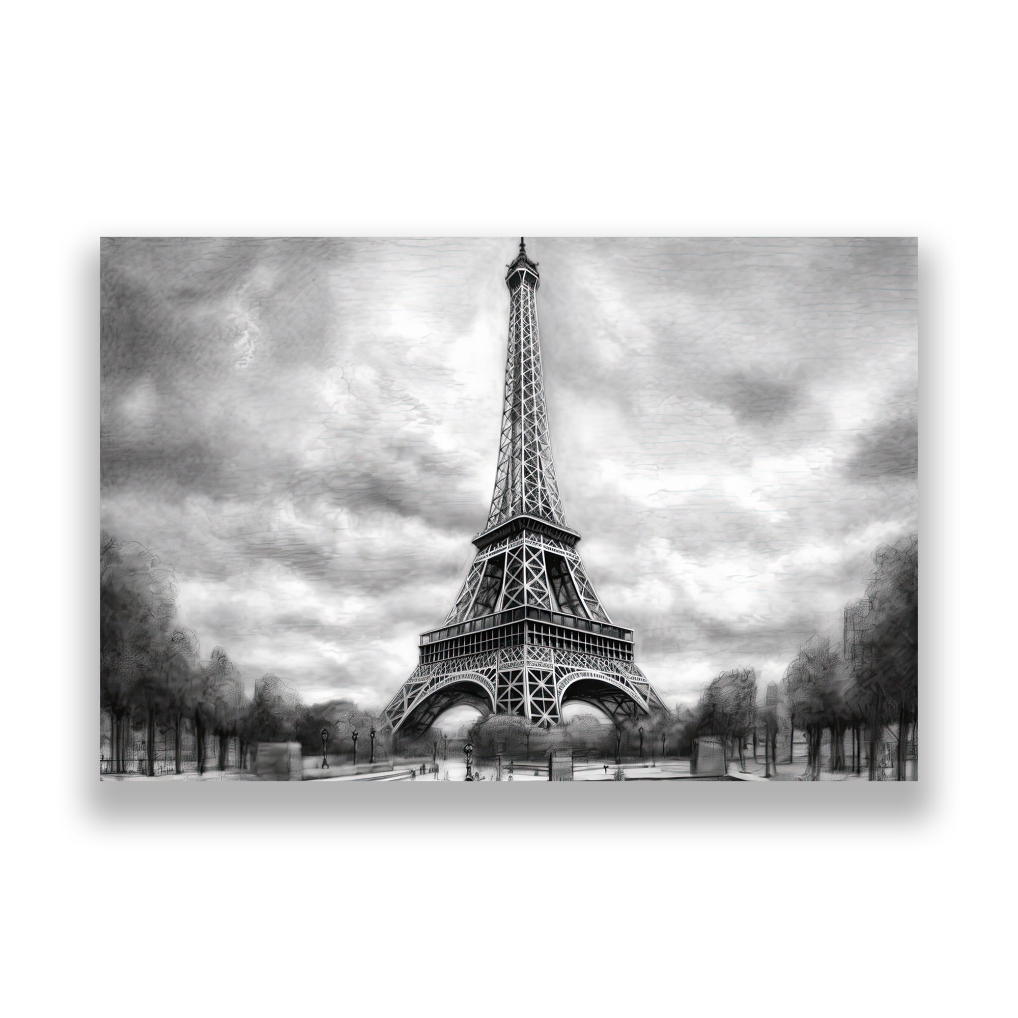 Eternal Sketch, Paris, Parisian Landscape, Eiffel Tower, Black and ...