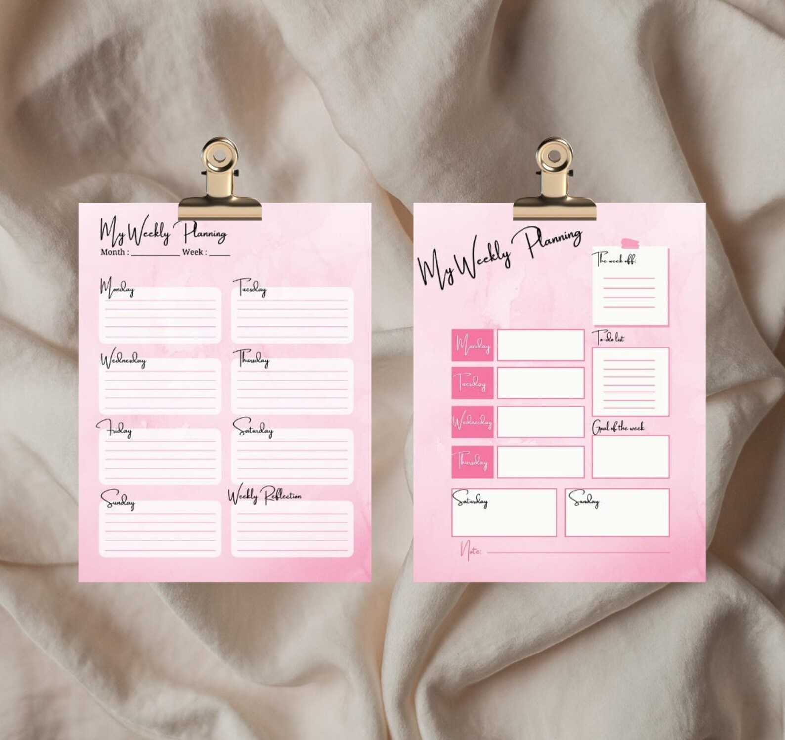 Pink Weekly Planner Printable Daily Planner Instant Download - Etsy