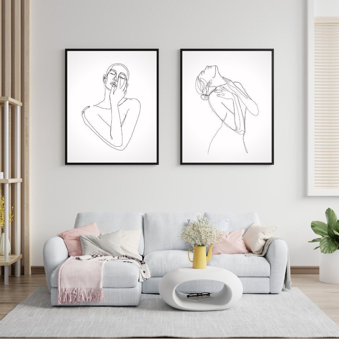 Minimalist Woman Line Art Prints, Modern Female Body Set (digital ...