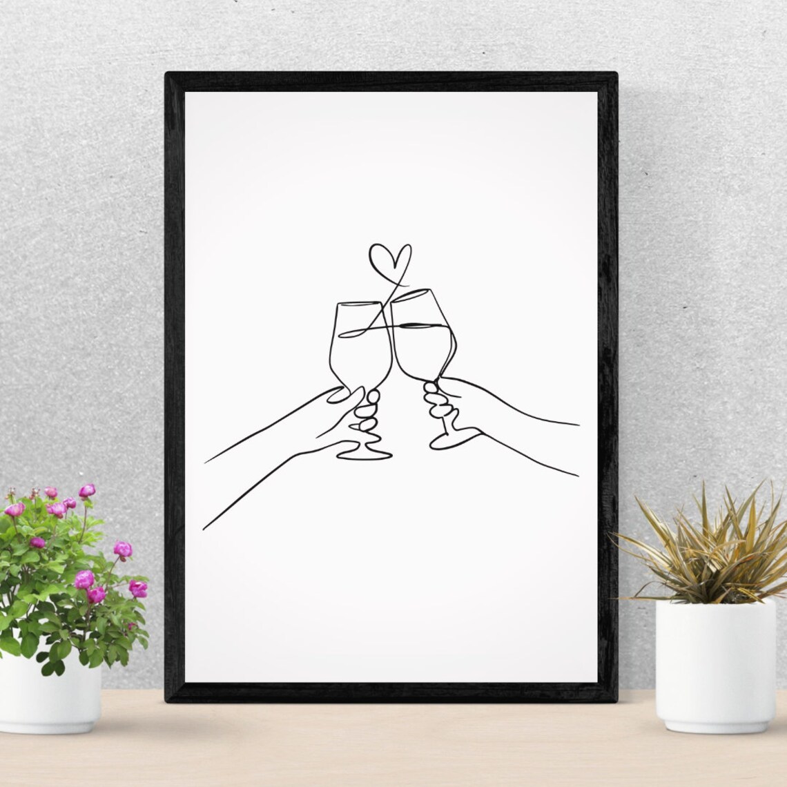 Wine Line Art Print Set, Neutral Kitchen Decor (digital Download) - Etsy