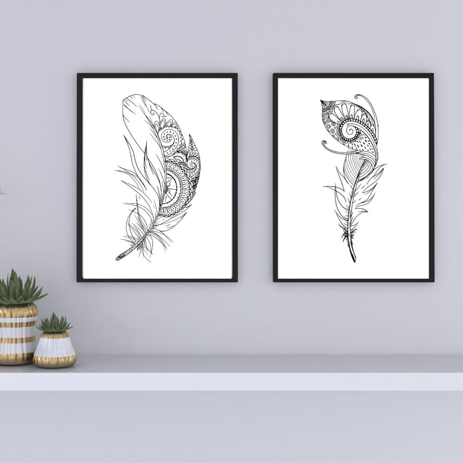 Feathers Wall Art, Classy Living Room, Prints With Feathers, Minimalist ...