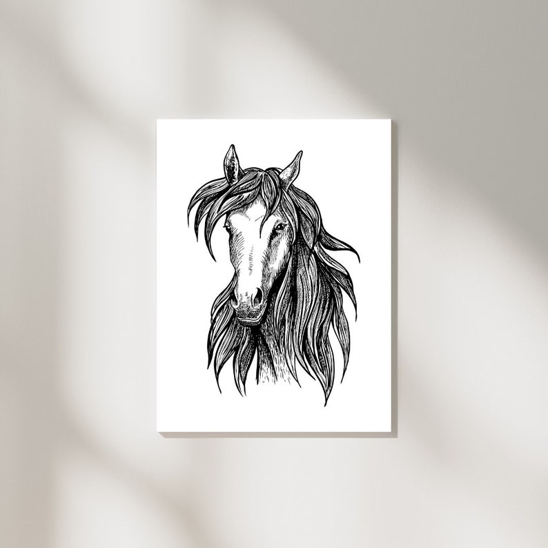 Horse Line Art Modern Line Drawing Horse Print One Line Drawing Single ...