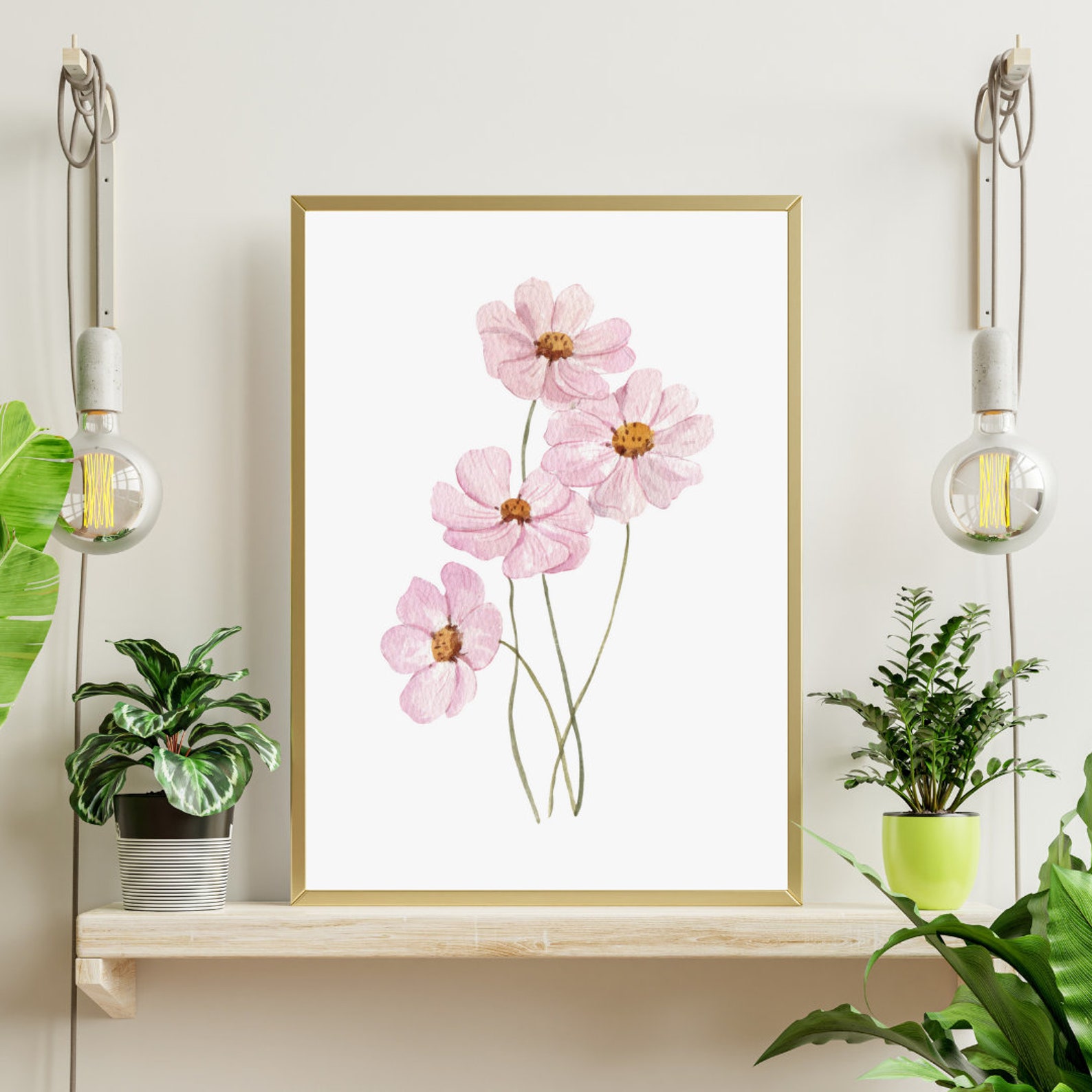 Flower Wall Art Set Pink Flower Art Easter Decor Minimal - Etsy