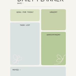 Daily Planner Task List Digital Planner Goal for Today Printable ...