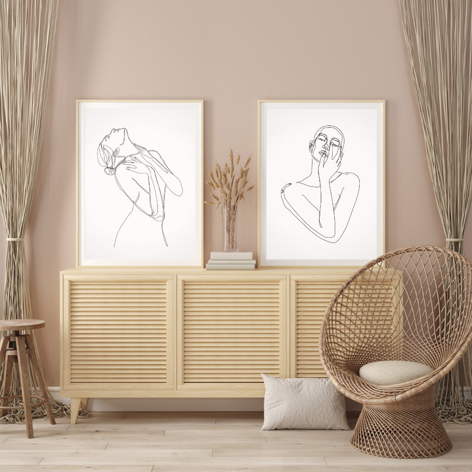 Minimalist Woman Line Art Prints, Modern Female Body Set (digital ...