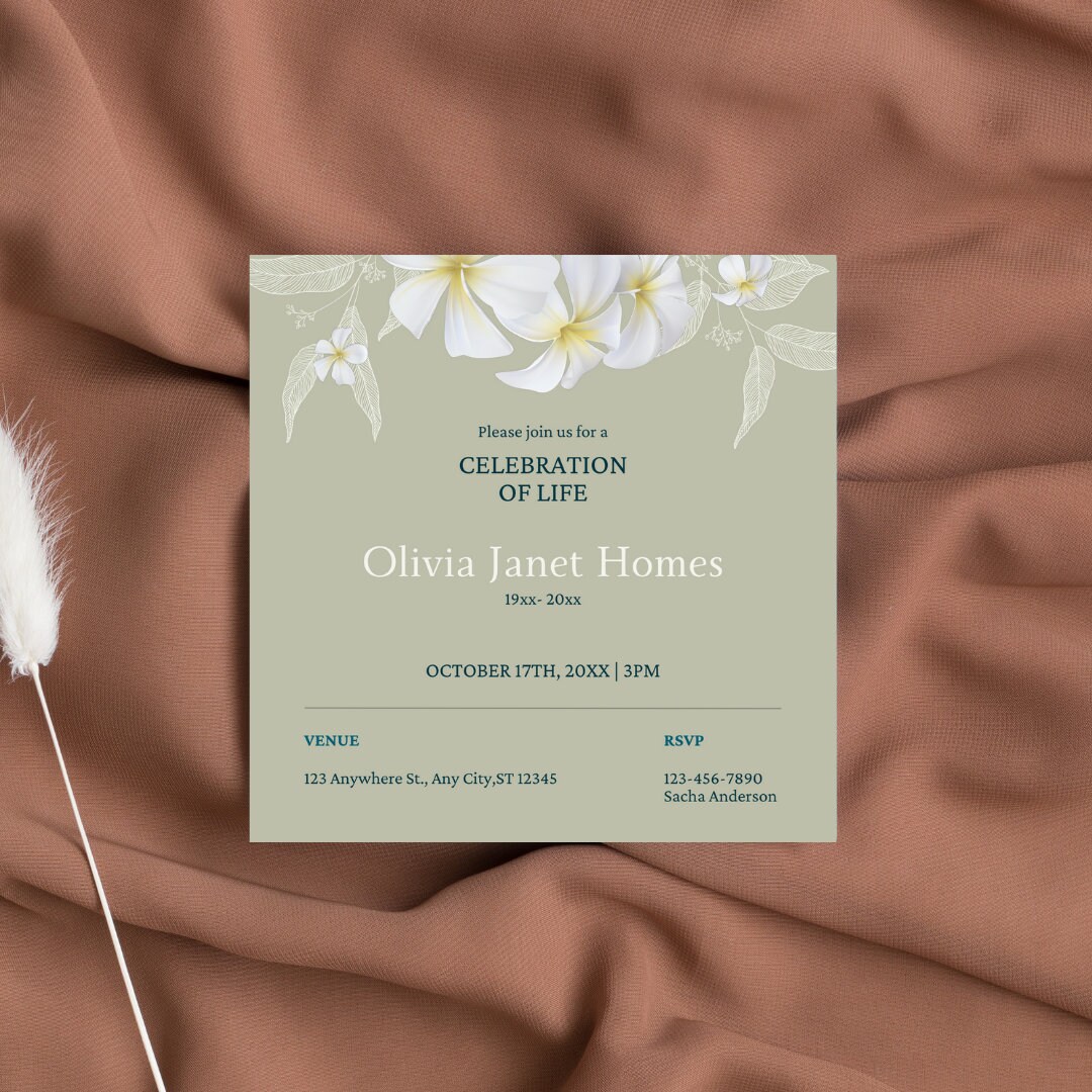 Editable Funeral Invitation Card, Funeral Invitation Card,funeral Order ...