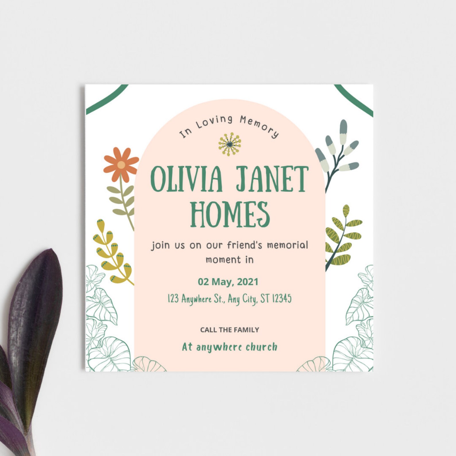 Editable Funeral Invitation Card, Funeral Invitation Card,funeral Order ...