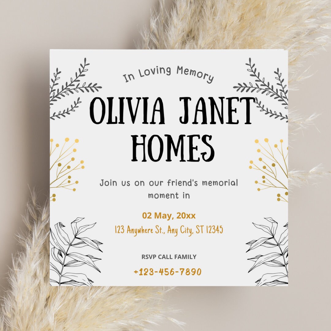 Editable Funeral Invitation Card, Funeral Invitation Card,funeral Order ...