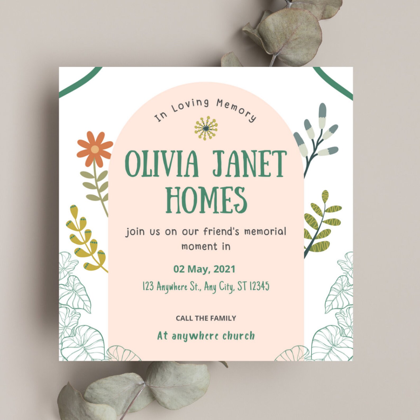 Editable Funeral Invitation Card, Funeral Invitation Card,funeral Order ...