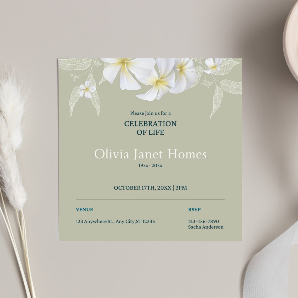 Editable Funeral Invitation Card, Funeral Invitation Card,funeral Order ...