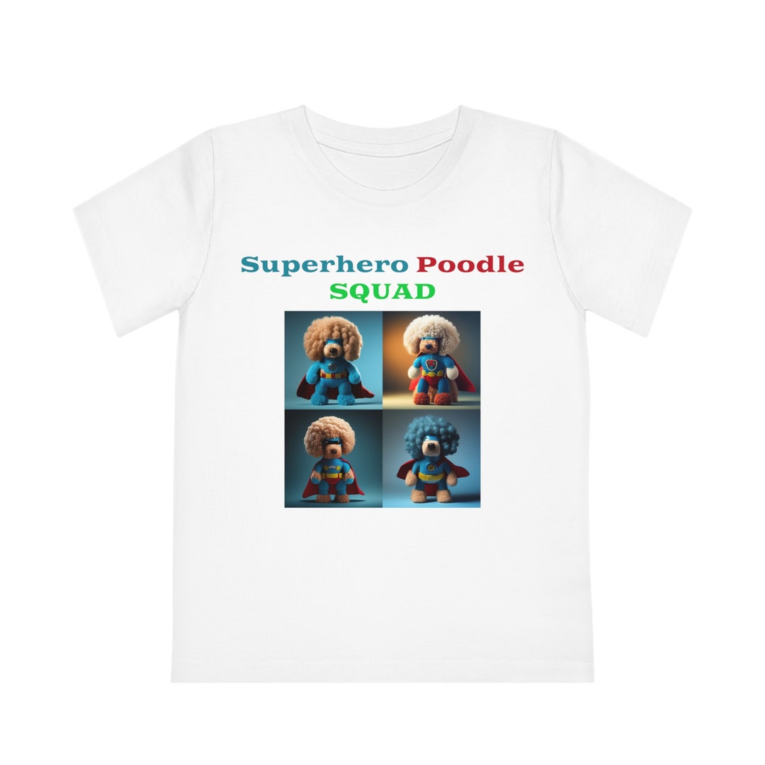 Superhero Poodle Squad Kids Tshirt 100% Organic Cotton Dog - Etsy